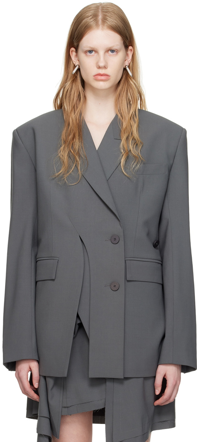 Ottolinger SSENSE Work Capsule – Gray Double-Breasted Blazer Ottolinger