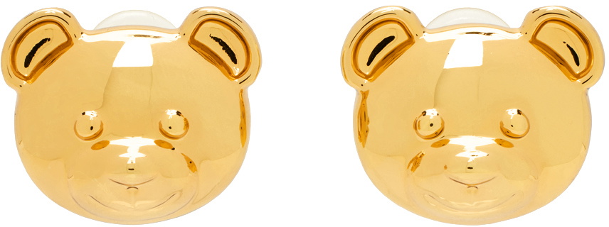 Moschino Gold Teddy Bear Earrings Moschino