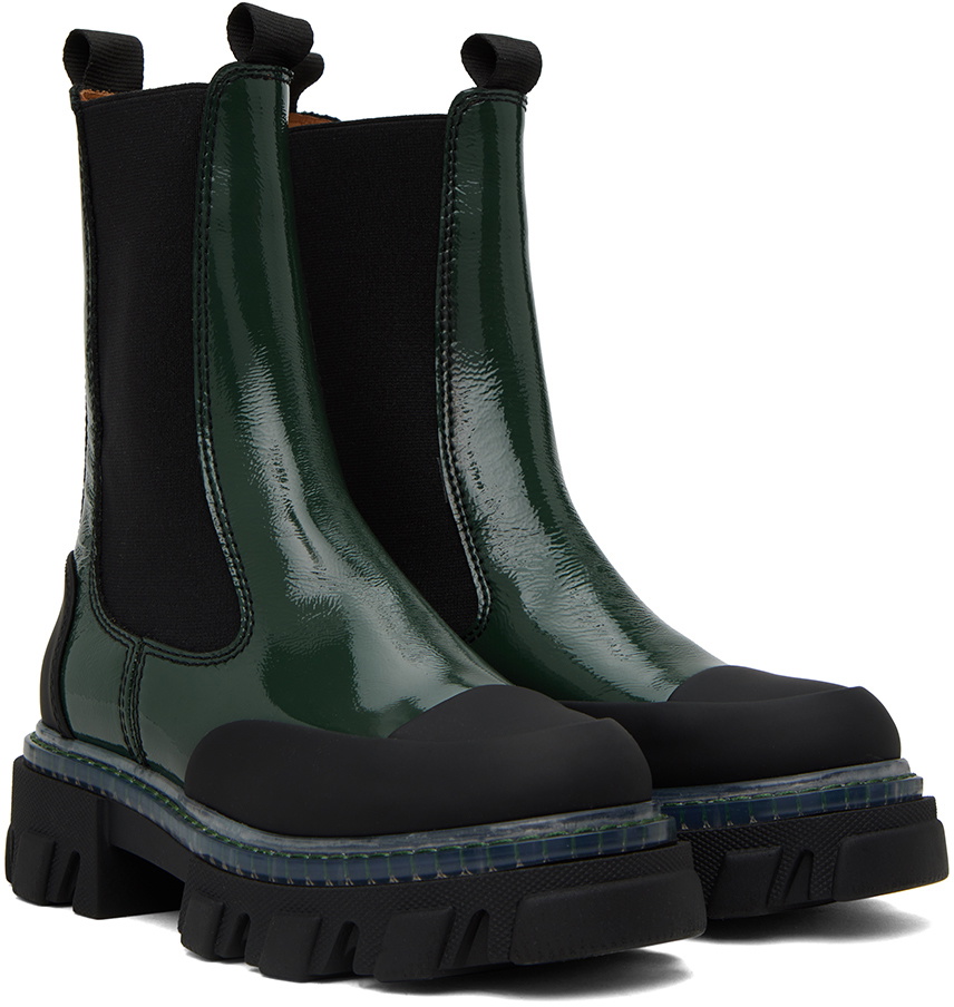 GANNI Green Cleated Chelsea Boots GANNI