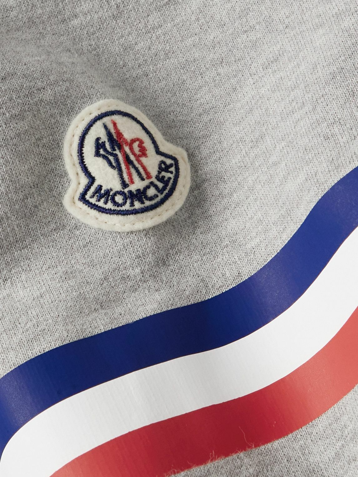 Moncler - Logo-Print Striped Cotton-Jersey Sweatshirt - Gray Moncler