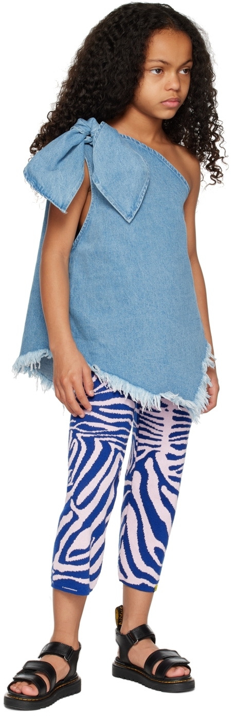 M’A Kids Kids Blue One-Shoulder Knot Denim Tank Top