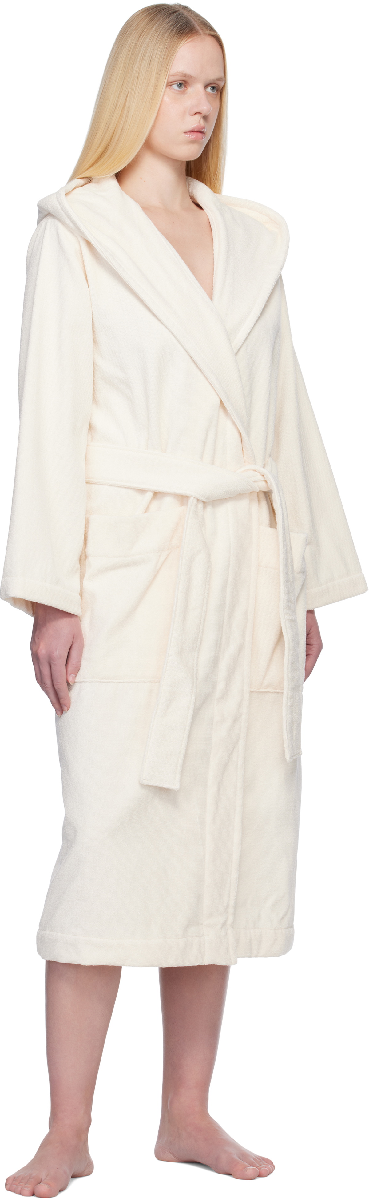 Tekla Beige Terry Hooded Bathrobe Tekla Fabrics