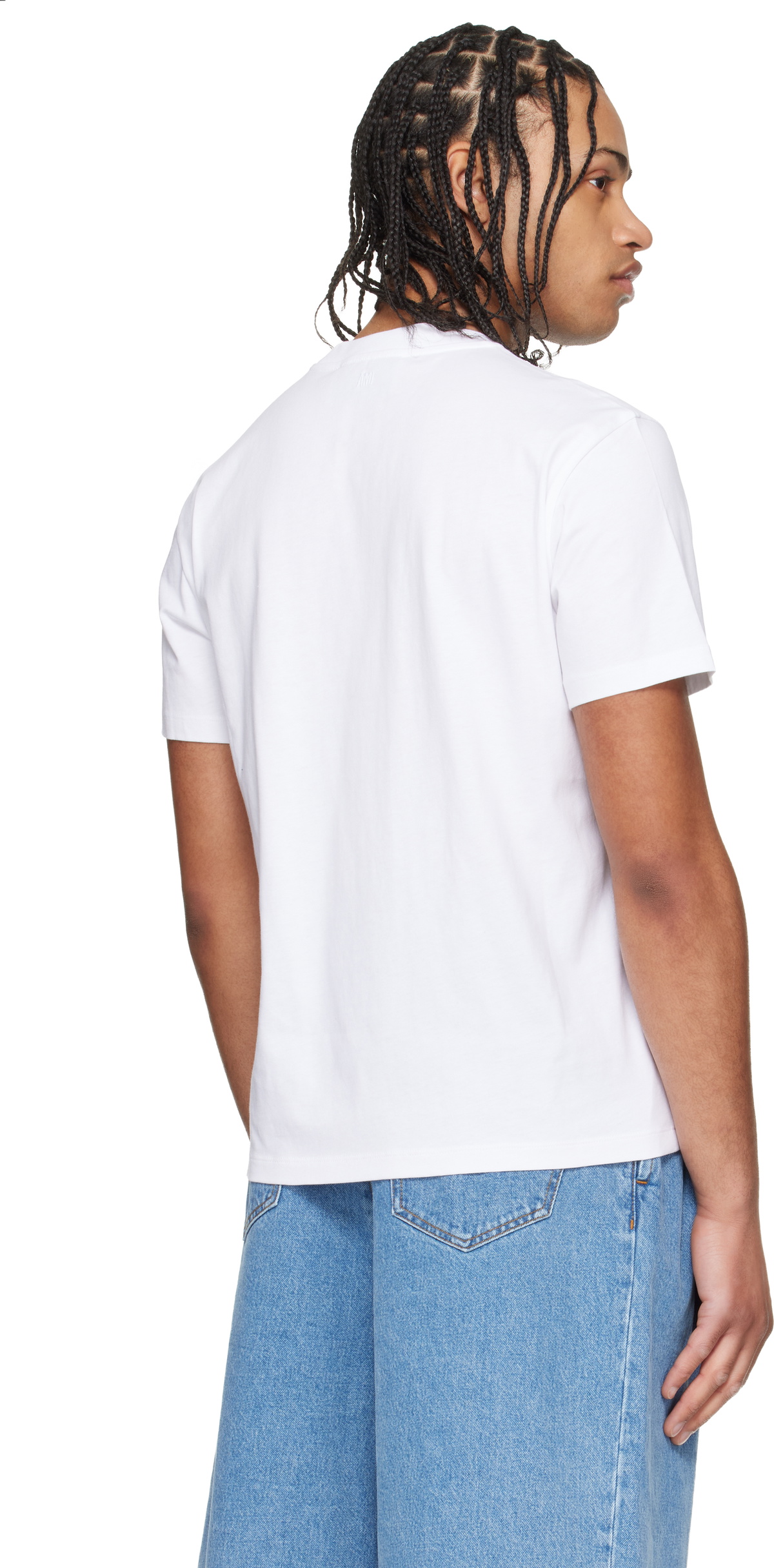 AMI Paris White Cotton Ami de Coeur T-shirt AMI