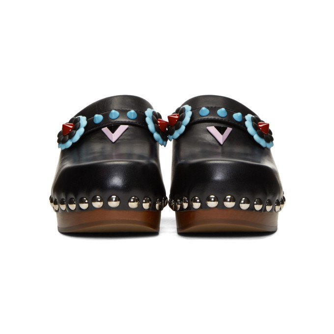 Fendi Black Fendi Faces Clog Heels Fendi