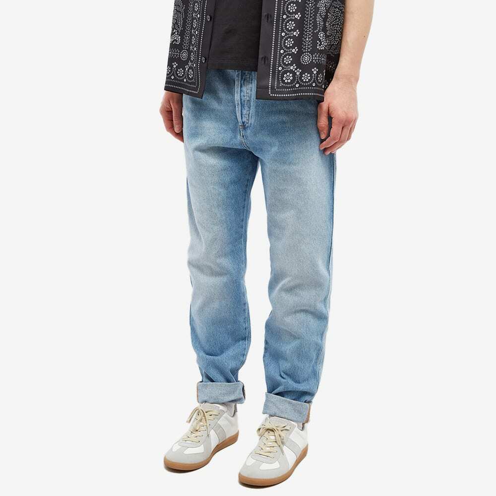 Balmain Men's Straight Monogram Denim Pant in Blue Balmain