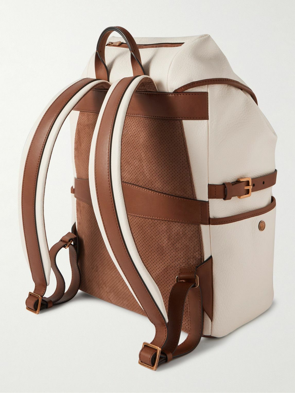 Brunello Cucinelli - Suede-Trimmed Full-Grain Leather Backpack Brunello ...