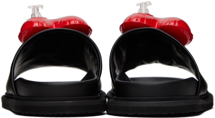 Moschino Black Inflatable Heart Slides Moschino