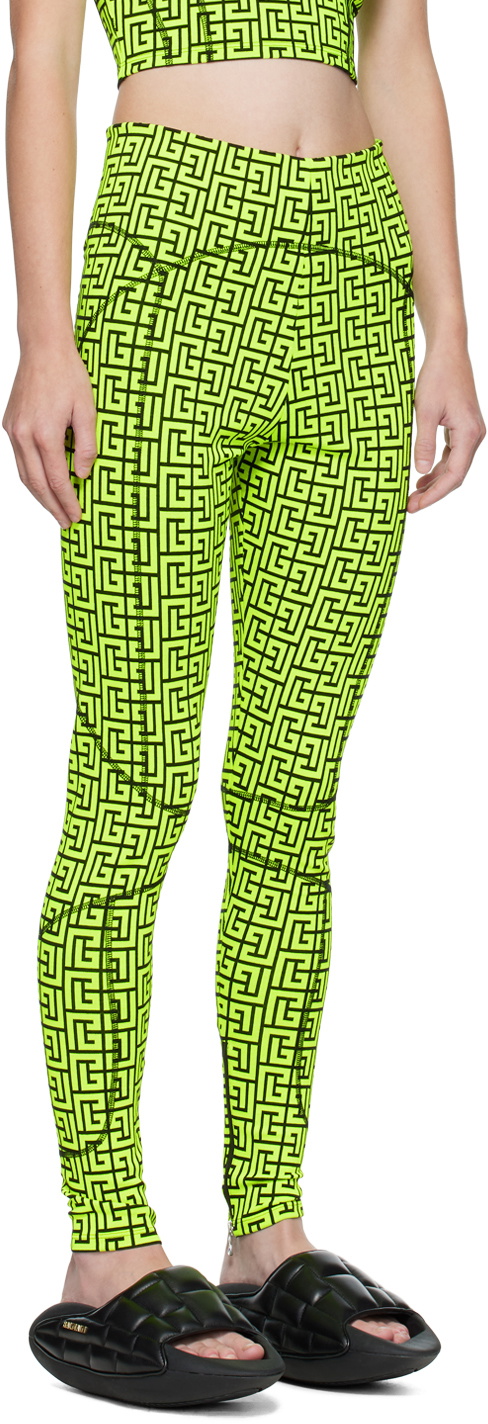 Balmain Yellow Monogram Leggings Balmain