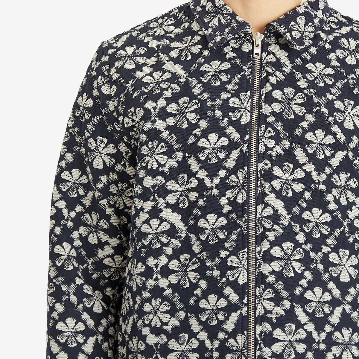 Wax London Men's Eldon Jacquard Flower Jacket in Navy/Ecru Wax London