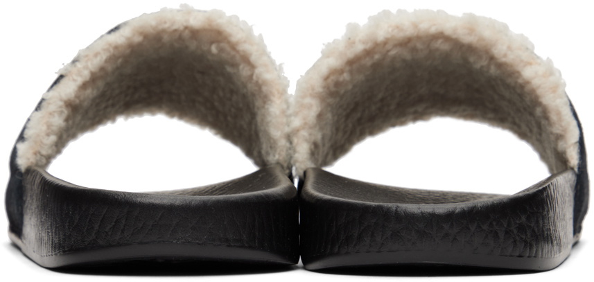 Polo Ralph Lauren Black Faux-Shearling Slides Polo Ralph Lauren