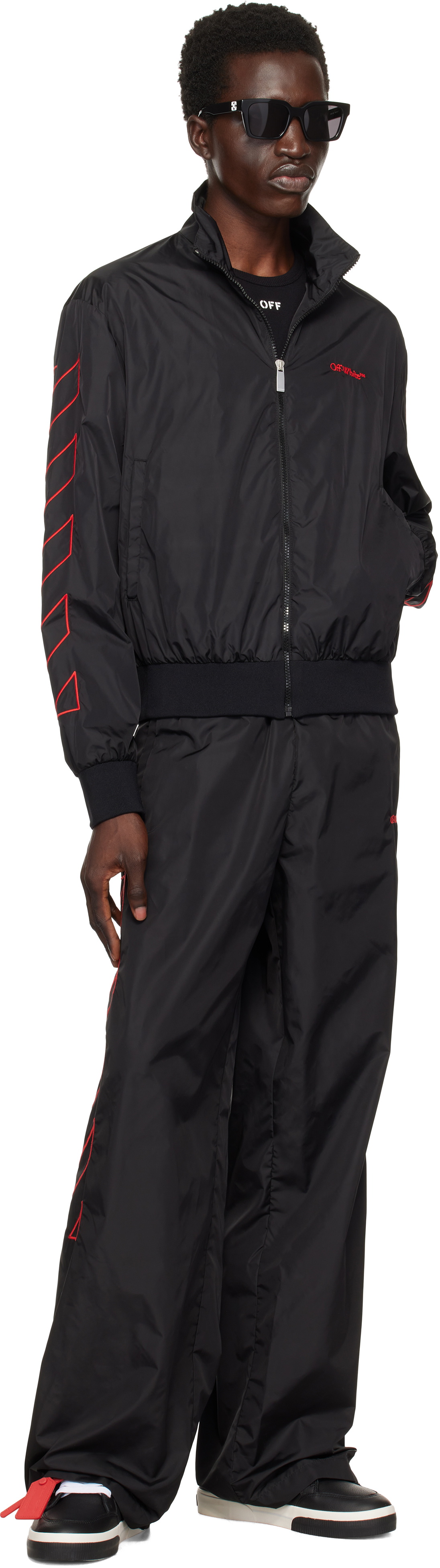 Off-White Black Outl Diag Nyl Jacket Off-White
