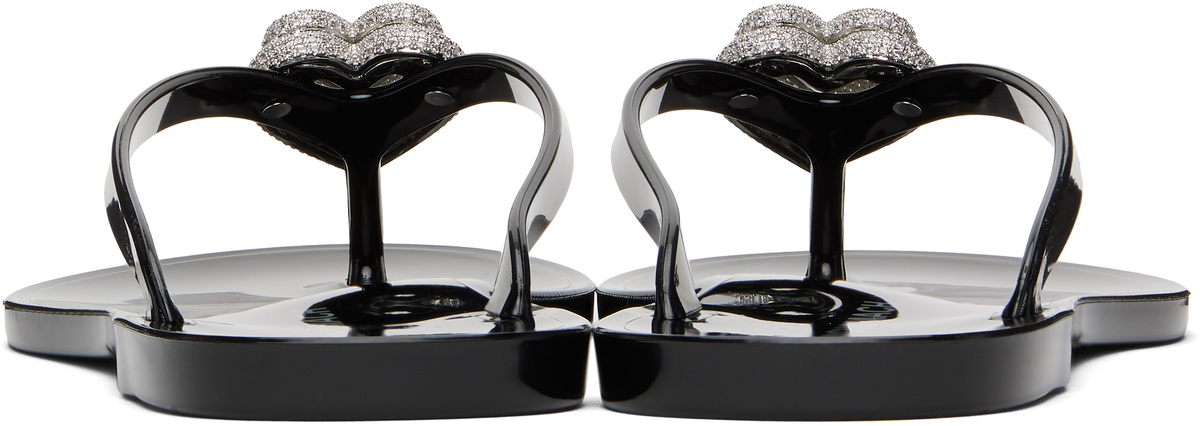 MACH & MACH Black Double Heart Flip-Flops MACH & MACH