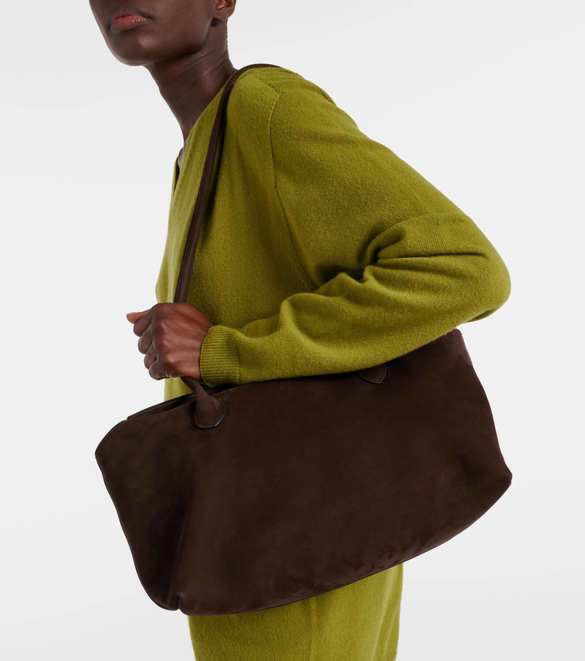The Row Terrasse Medium suede shoulder bag The Row