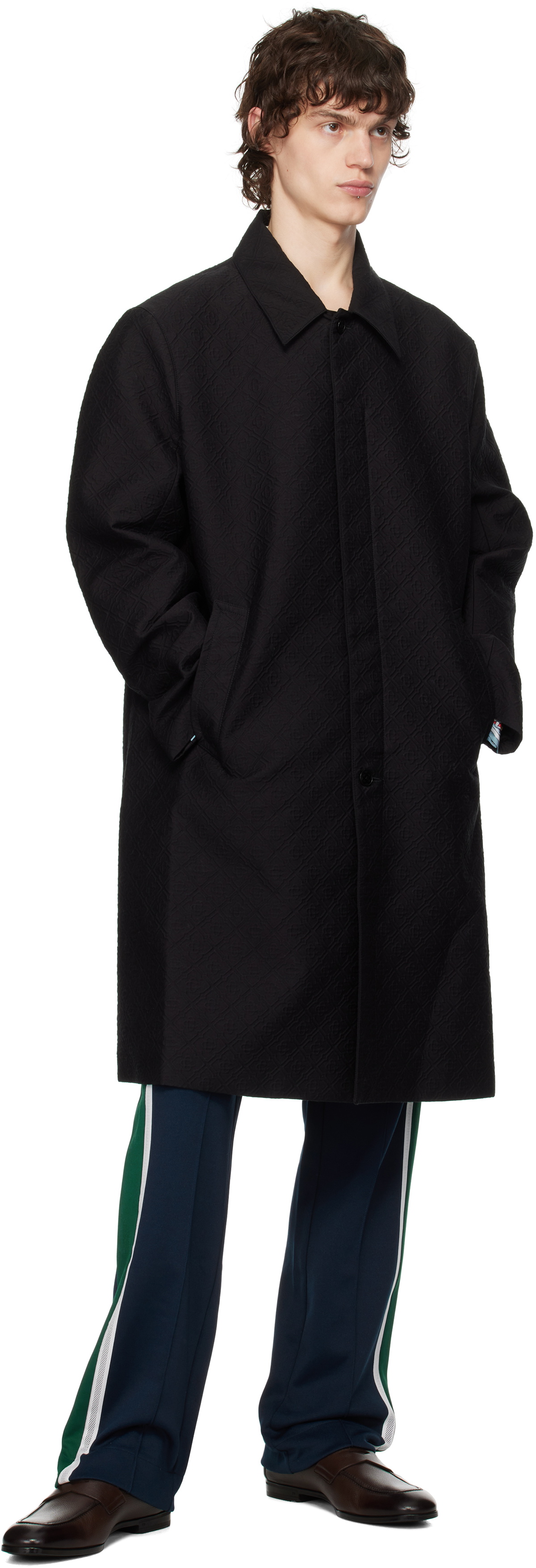 Casablanca Black Jacquard Car Coat Casablanca