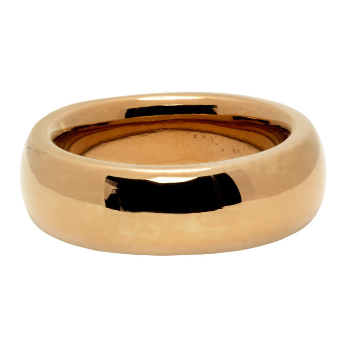 Versace Gold Engraved Logo Ring Versace