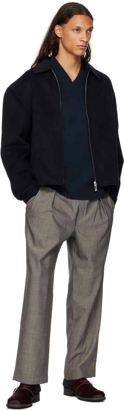 Róhe Navy Relaxed V-Neck Sweater Róhe