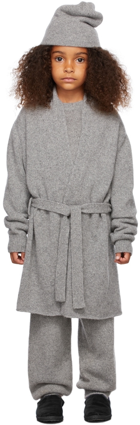 The Row Kids Grey Cashmere Huey Cardigan The Row