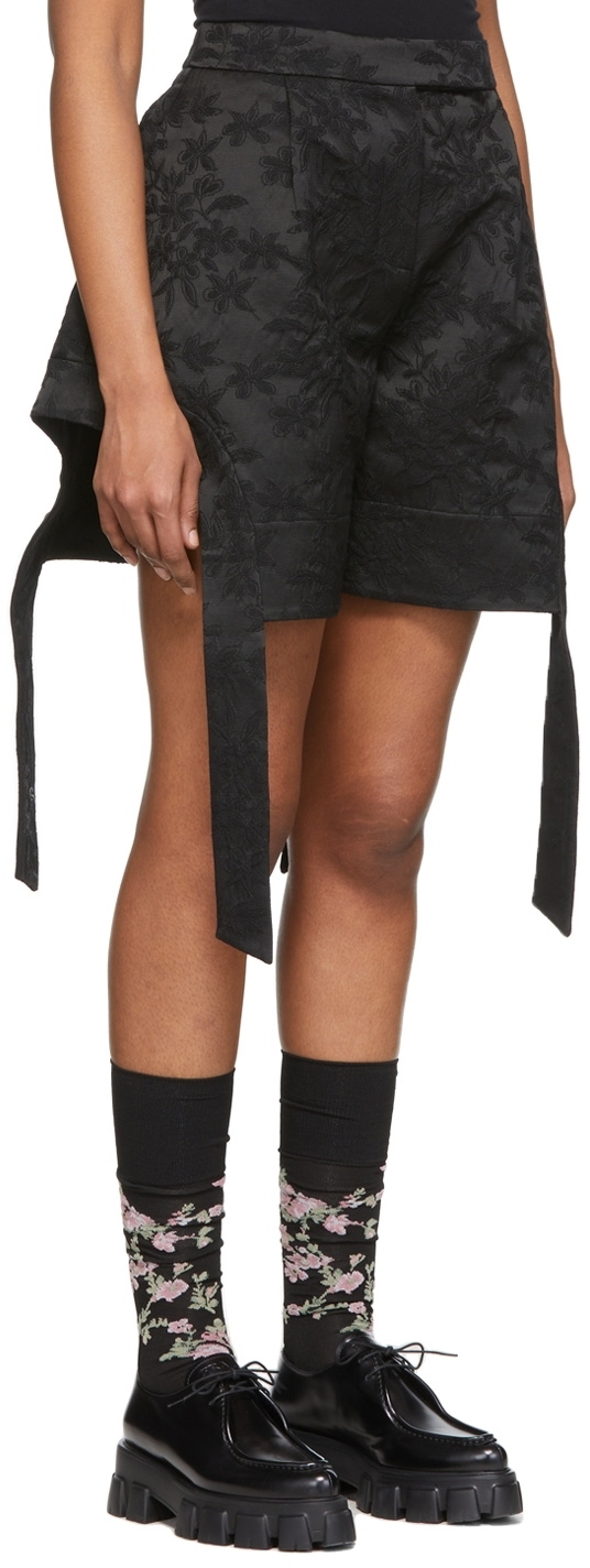 Simone Rocha Black Side Cut-Out Shorts Simone Rocha