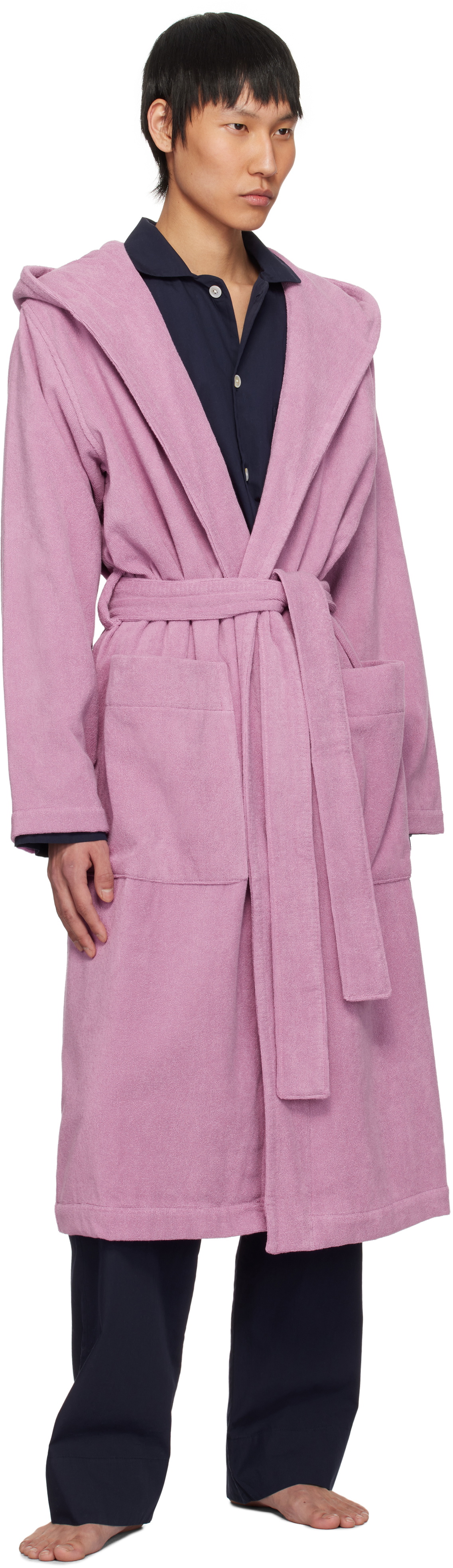 Tekla Pink Terry Classic Bathrobe Tekla Fabrics