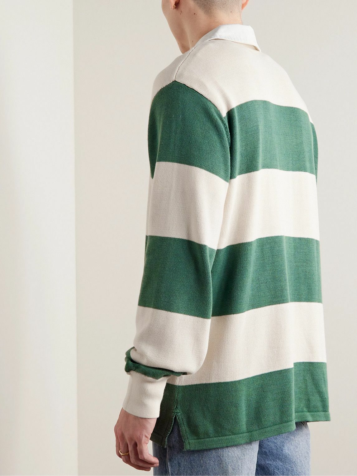 Rag & Bone - Eton Striped Cotton-Blend Polo Shirt - Green Rag and Bone