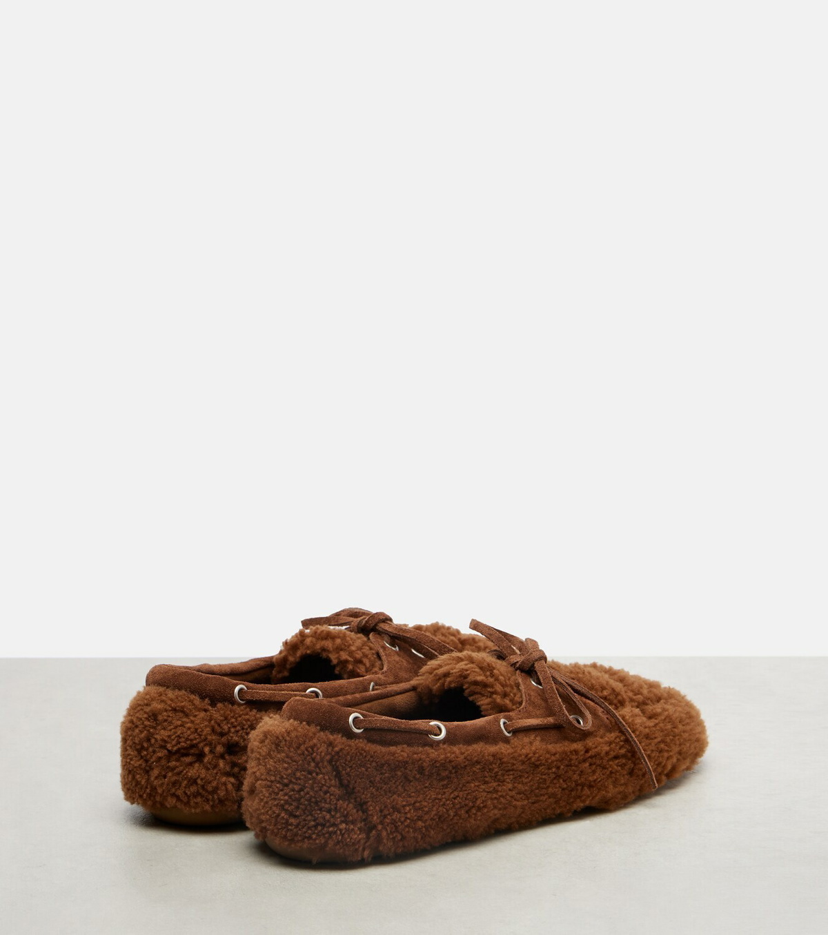 Miu Miu Suede-trimmed shearling boat shoes Miu Miu