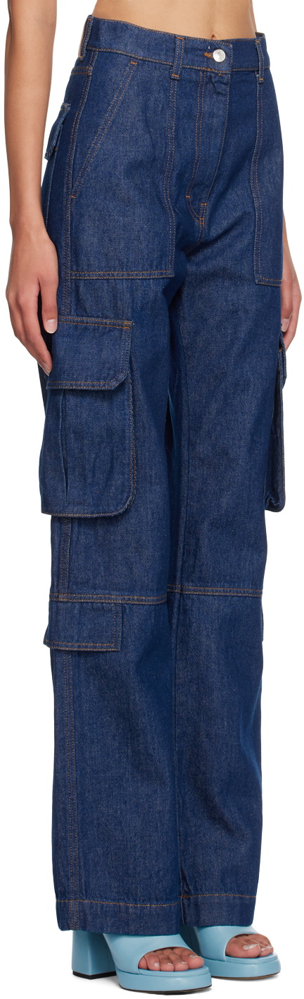 MSGM Blue Solid Cargo Jeans MSGM