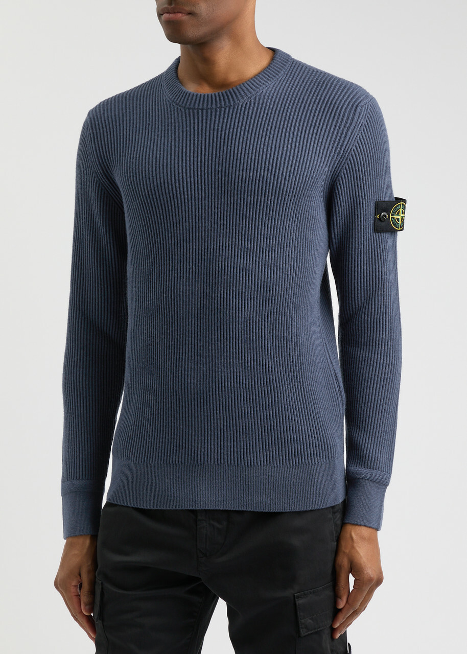 Stone Island Badge Ribbed Wool Jumper Stone Island