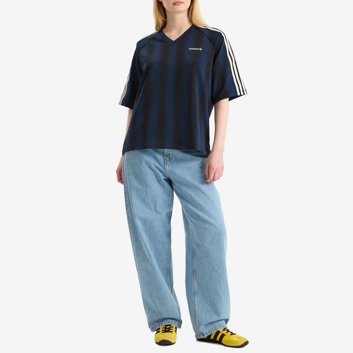 Adidas Women's Loose Linear T-Shirt in Night Indigo adidas