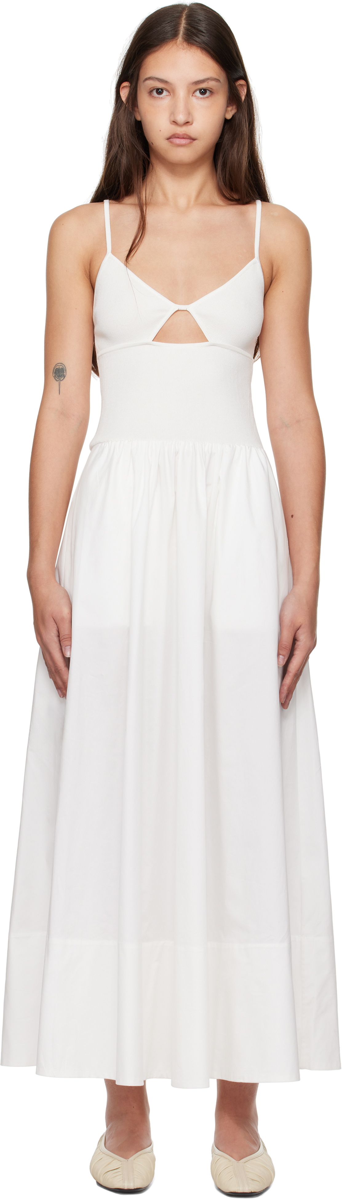 St. Agni White Knit Cami Midi Dress