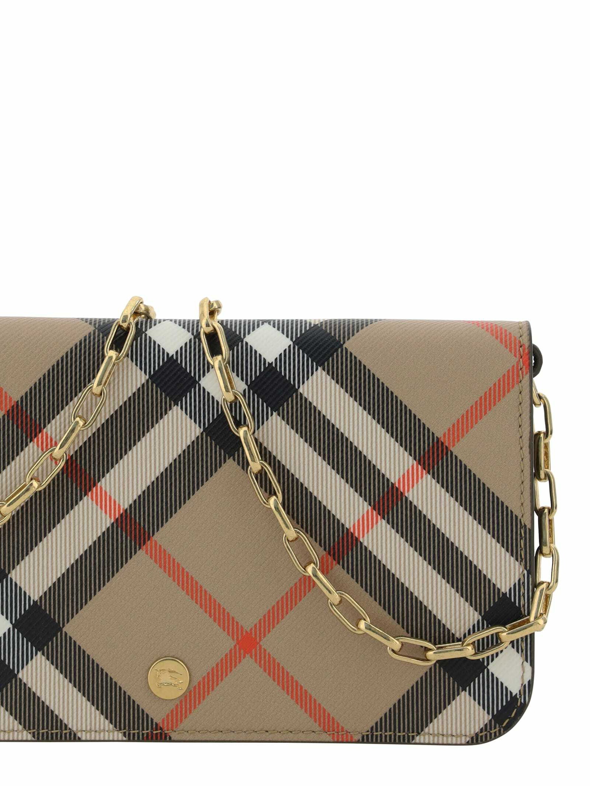 Burberry Checked Folded-top Chain Strap Wallet Burberry
