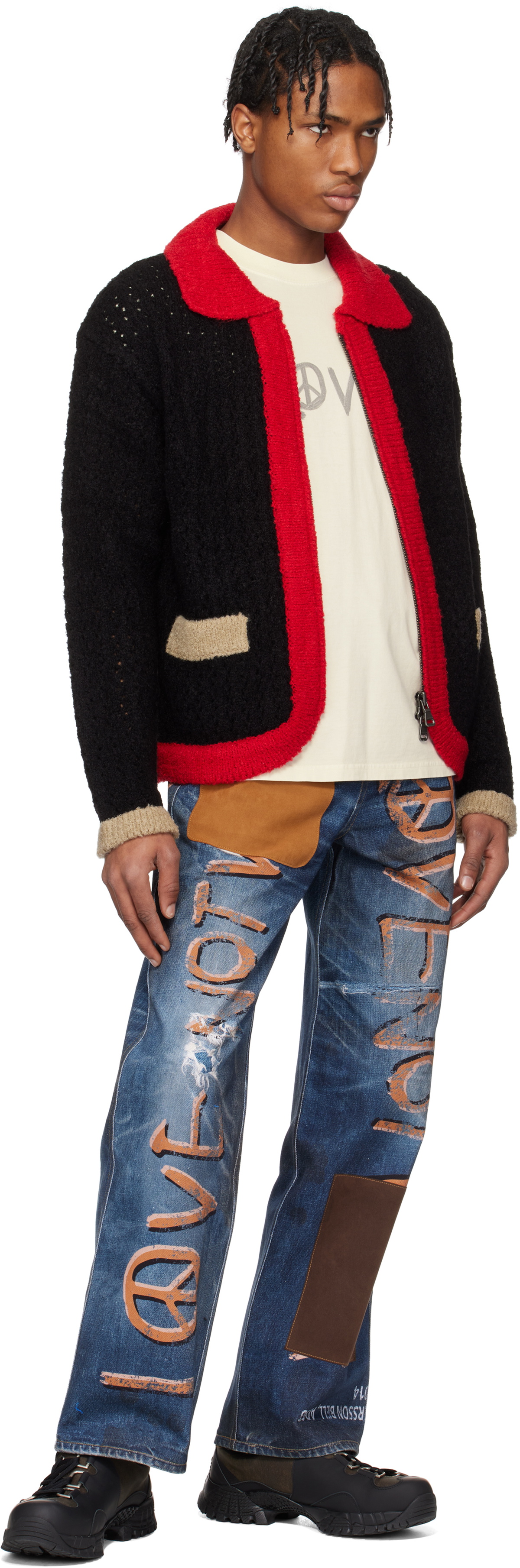 Andersson Bell SSENSE Exclusive Red & Black Elass Color Block Cardigan ...
