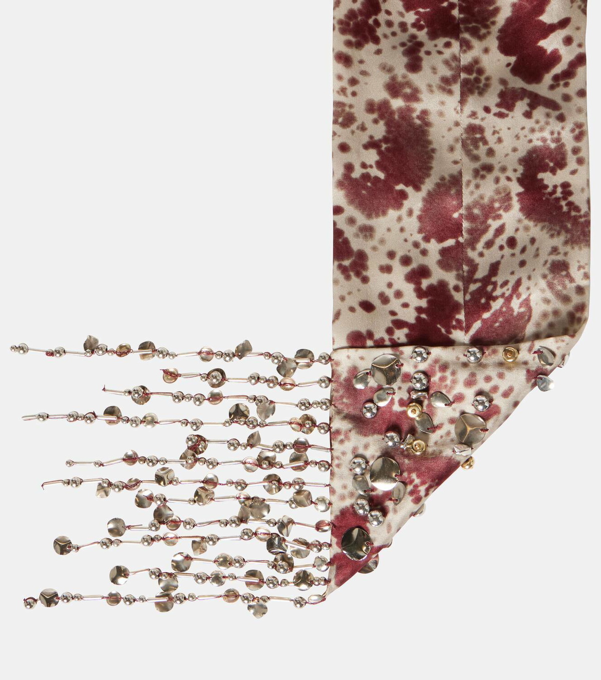 Dries Van Noten Embroidered fringed silk scarf Dries Van Noten