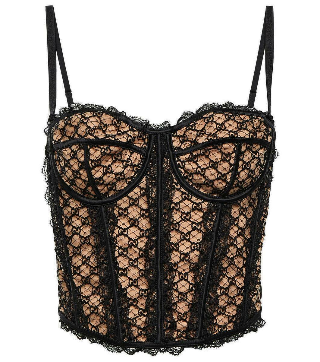 Gucci GG mesh lace-trimmed bustier Gucci