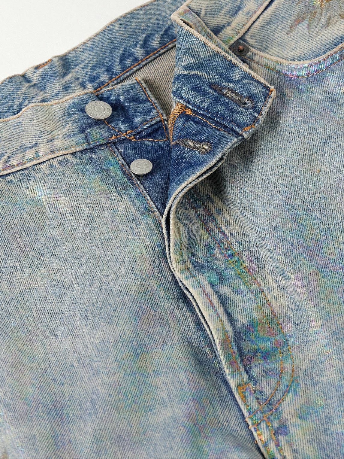 Acne Studios - Dirty Halo Wide-Leg Distressed Iridescent Jeans - Blue Acne Studios