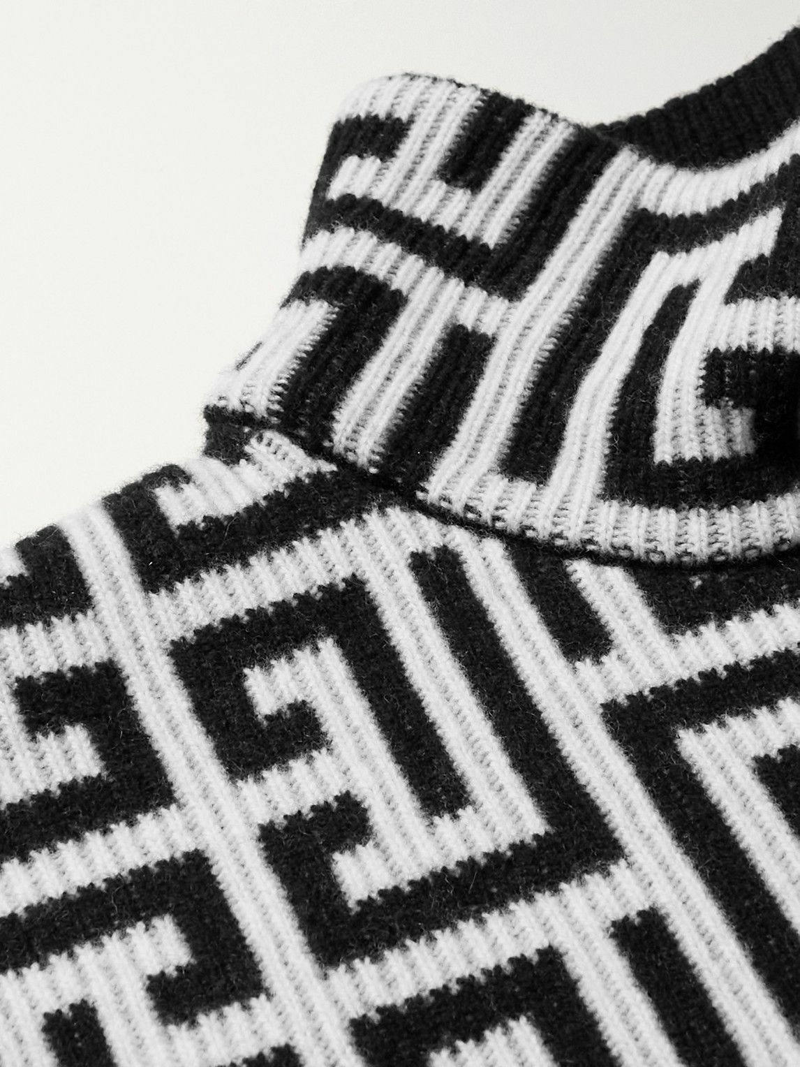 Balmain - Monogrammed Merino Wool and Cashmere-Blend Rollneck Sweater ...