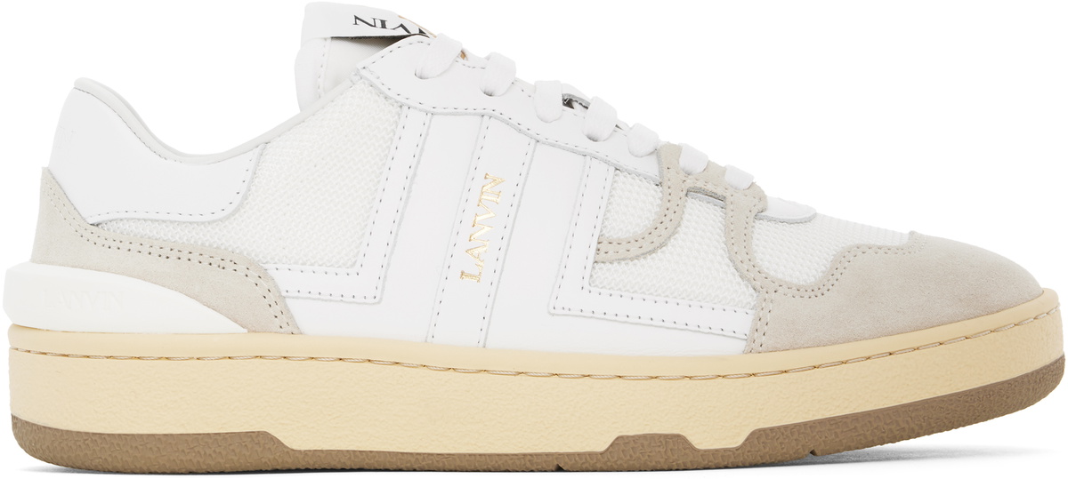 Lanvin White & Gray Clay Low Top Sneakers Lanvin