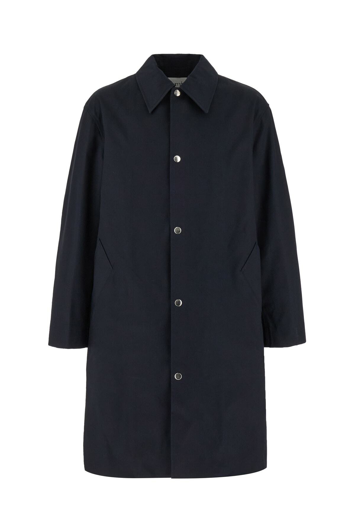 Ami Alexandre Mattiussi Navy Blue Cotton Coat AMI Alexandre Mattiussi