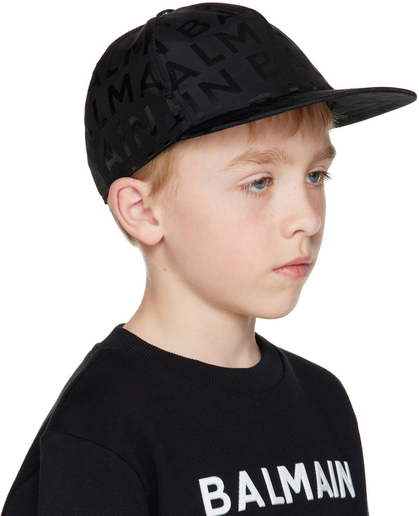 Balmain Kids Black Logo Cap Balmain