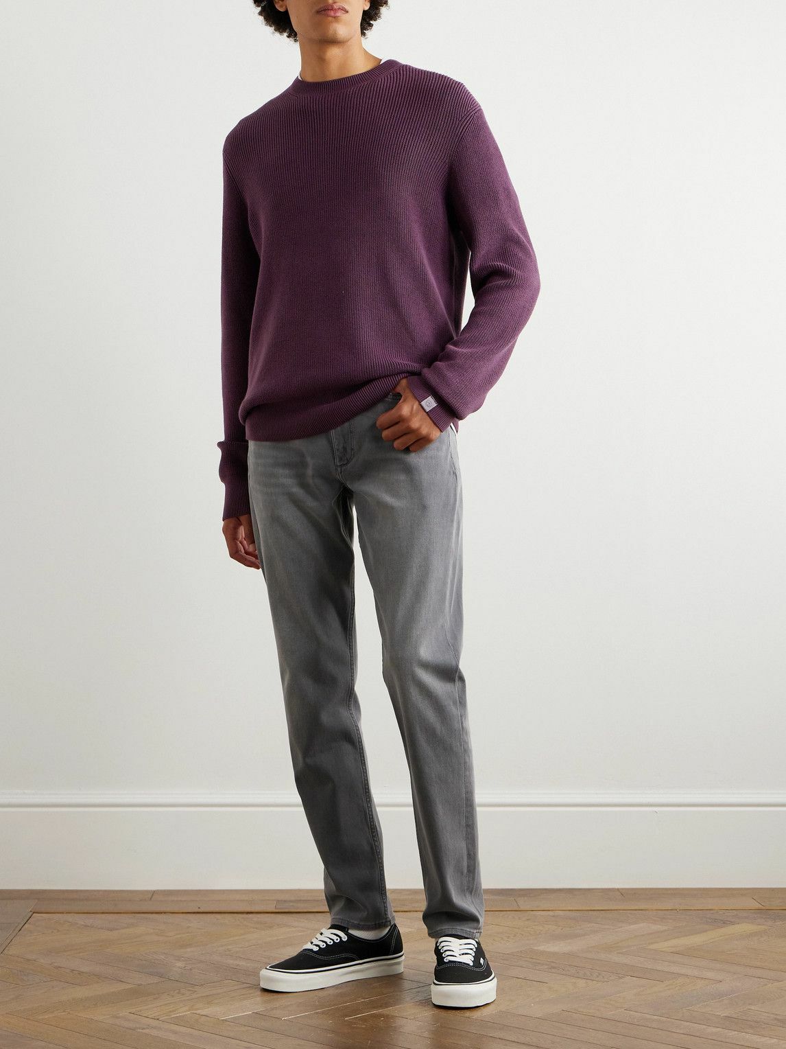 Rag & Bone - Dexter Ribbed Organic Cotton-Blend Sweater - Purple Rag ...