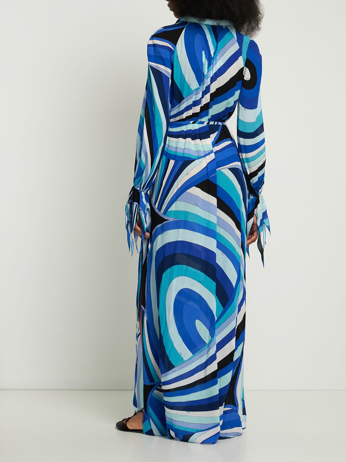 PUCCI Crepe Iride Print Long Shirt Dress Emilio Pucci