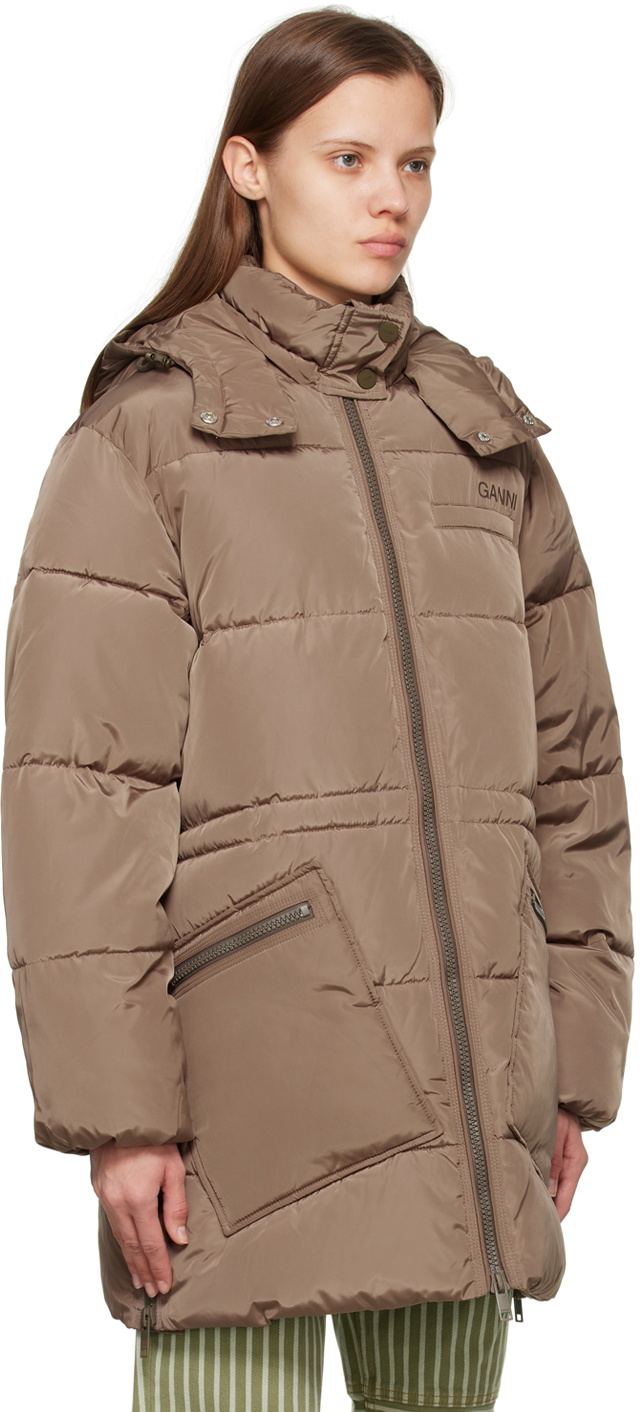 GANNI Brown Oversized Puffer Jacket GANNI