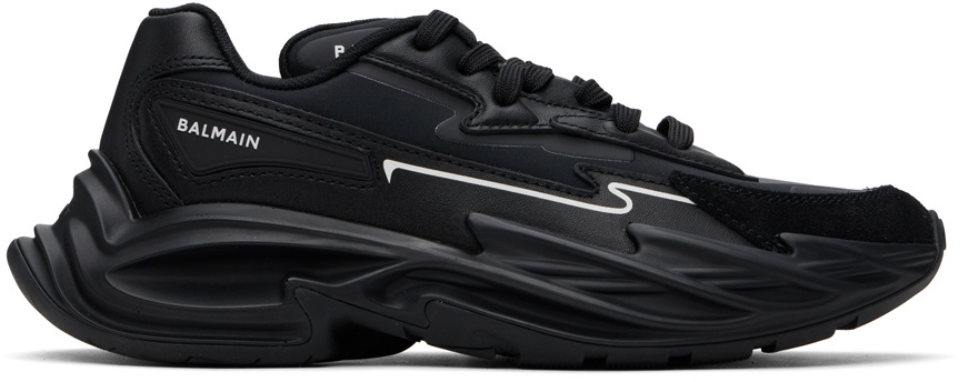 Balmain Black Run-Row Leather Sneakers Balmain