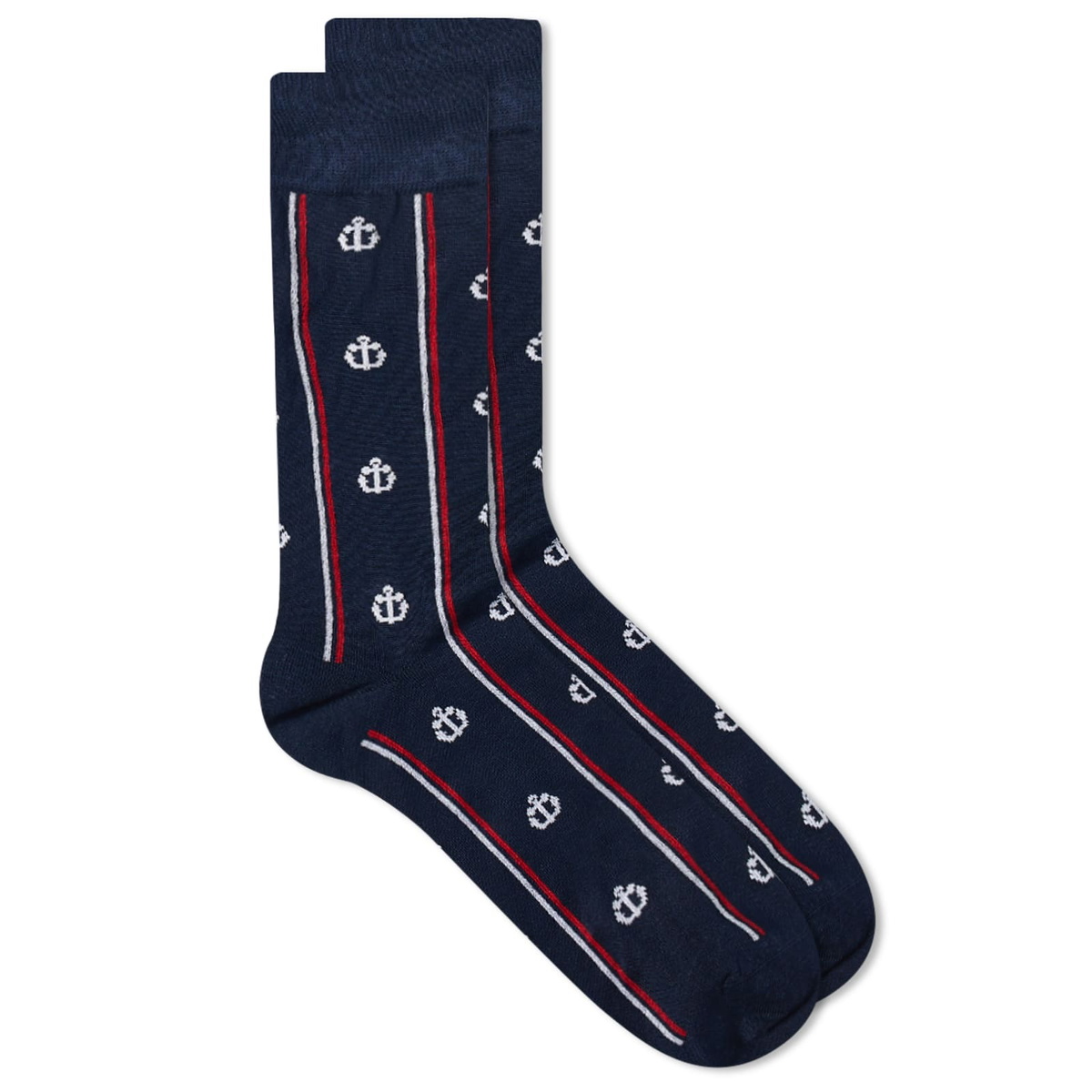Thom Browne Men's Anchor Sock in Navy Thom Browne