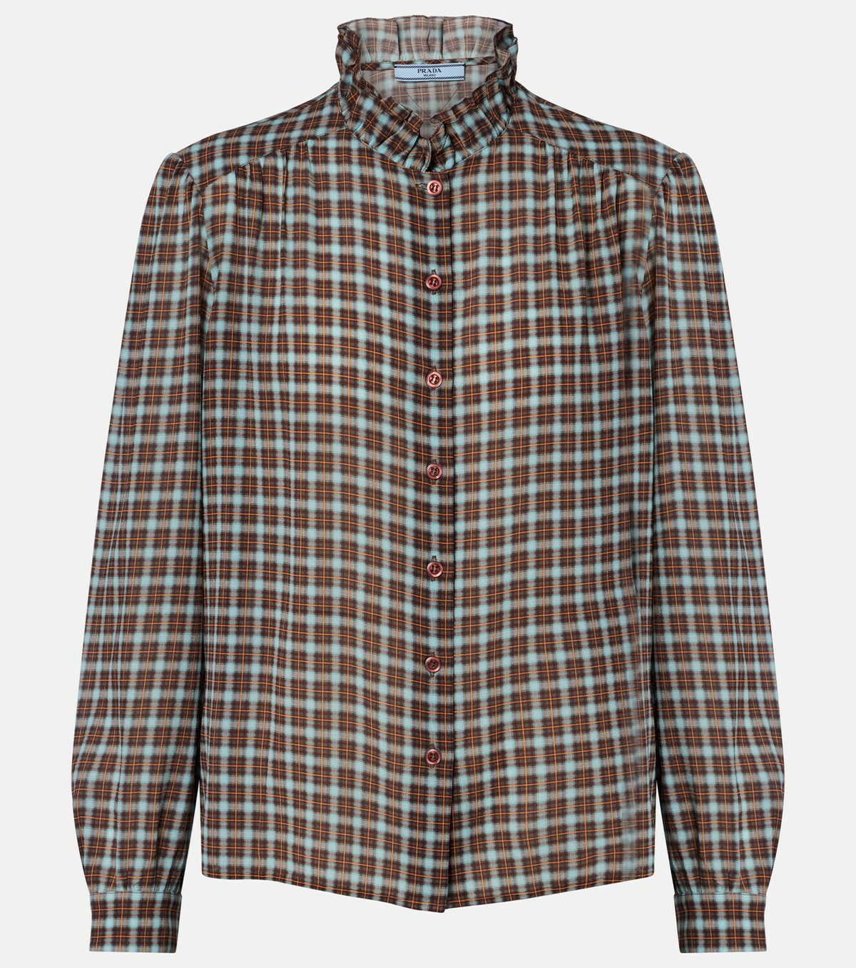Prada Checked silk-blend georgette shirt Prada