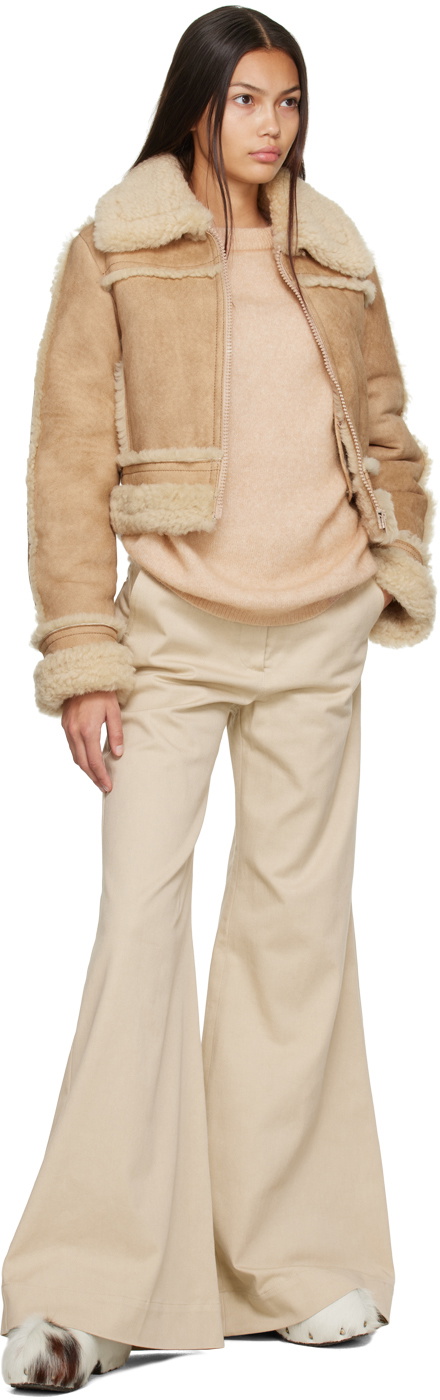 Acne Studios Beige Cropped Shearling Jacket Acne Studios