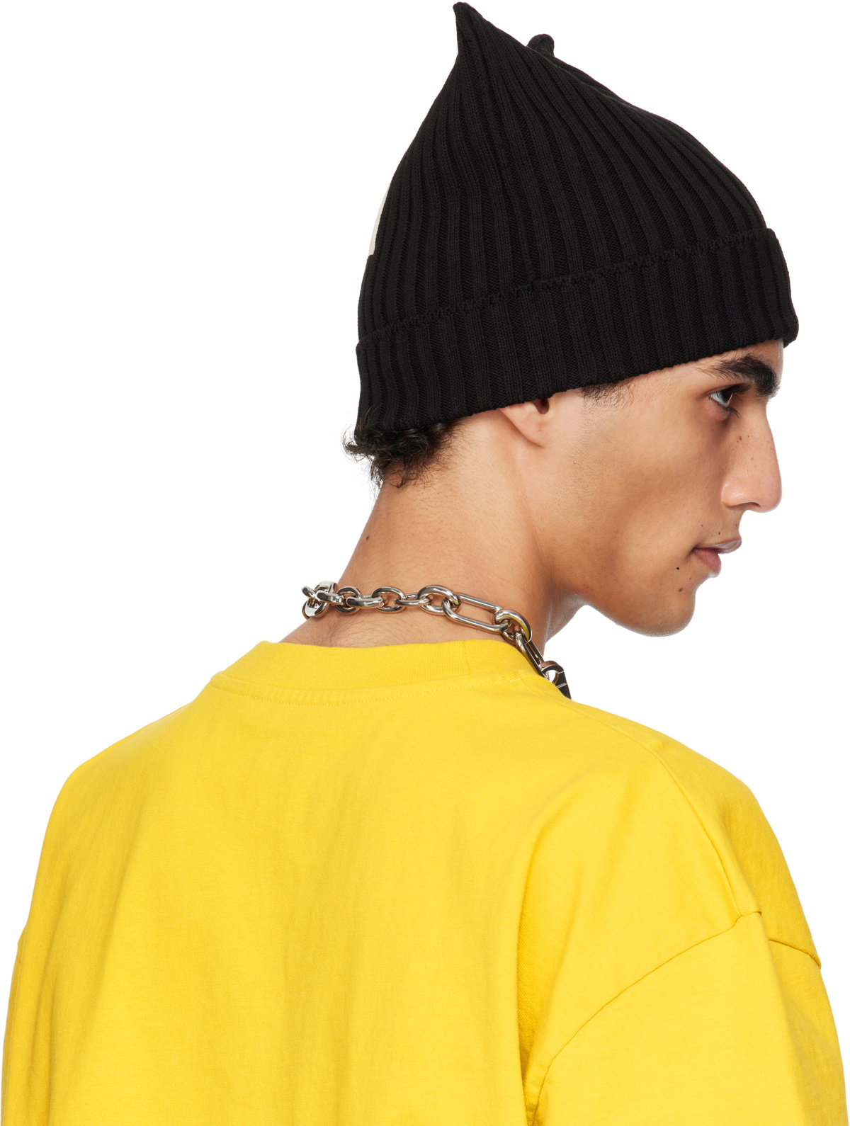 Acne Studios Black Ribbed Square Beanie Acne Studios