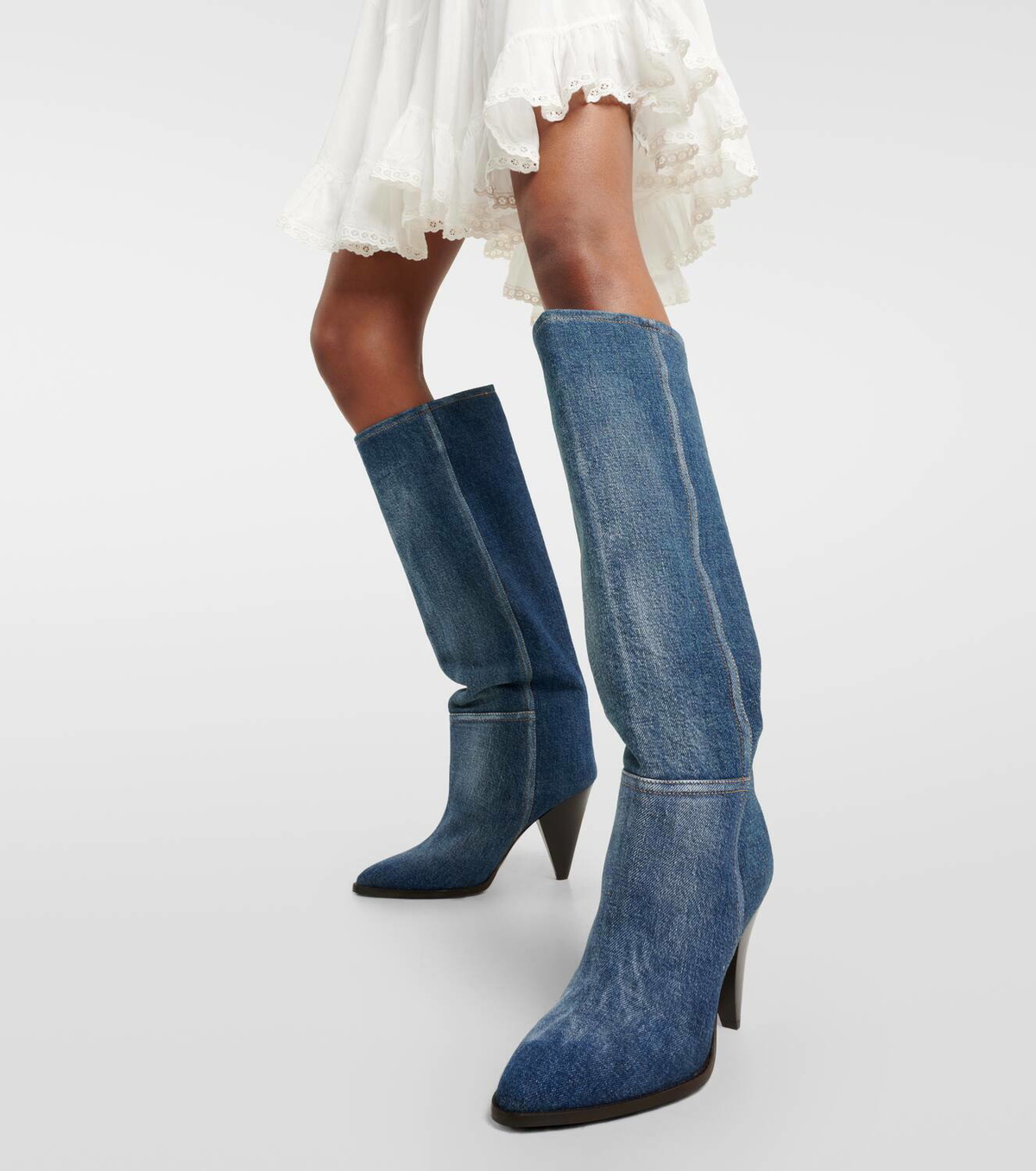 Isabel Marant Ririo denim knee-high boots Isabel Marant