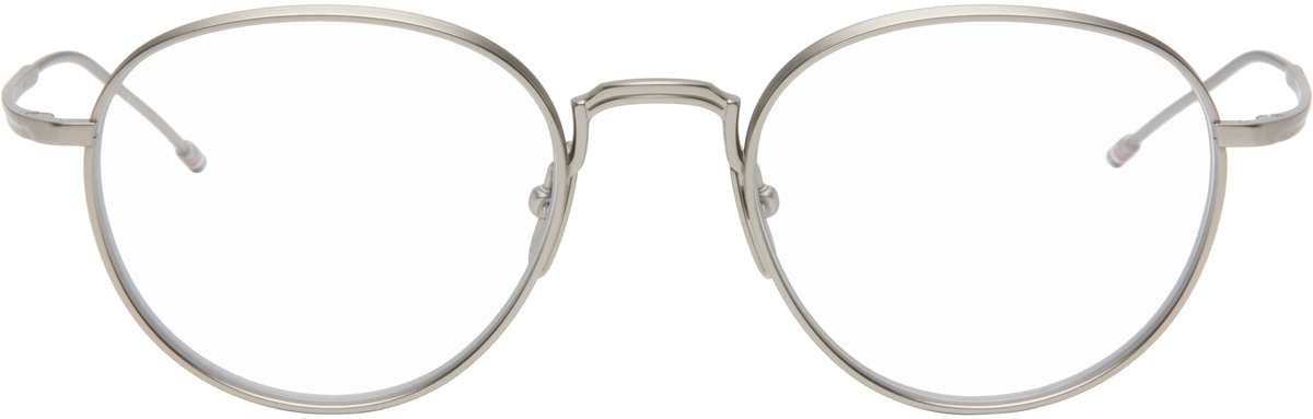 Thom Browne Silver Titanium Round Glasses Thom Browne
