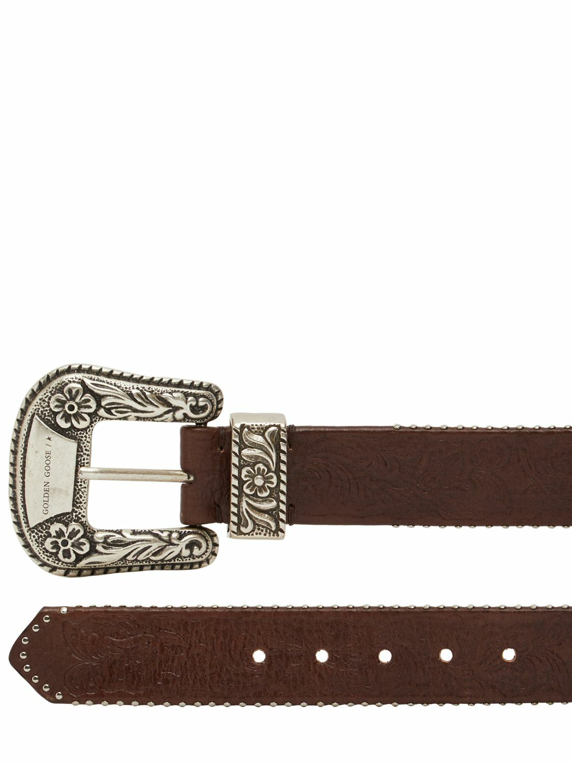 GOLDEN GOOSE - 45mm Embossed Leather Belt Golden Goose Deluxe Brand