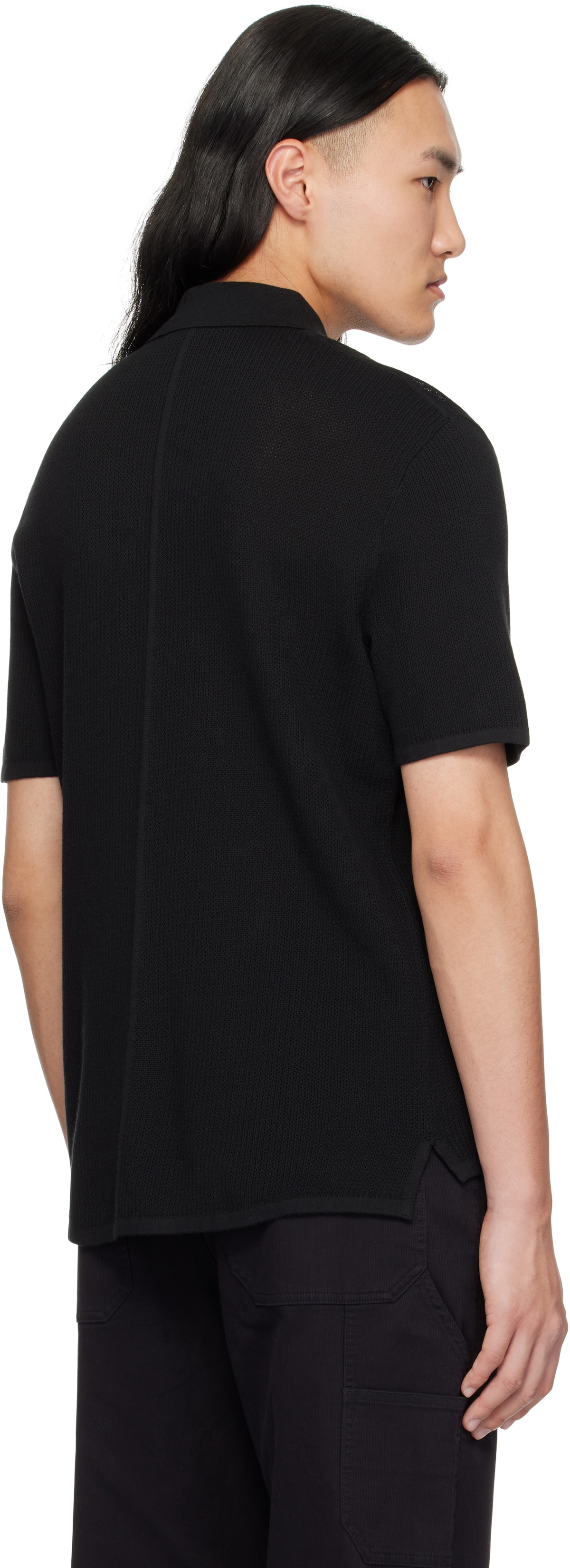 rag & bone Black Harvey Knit Polo Rag and Bone